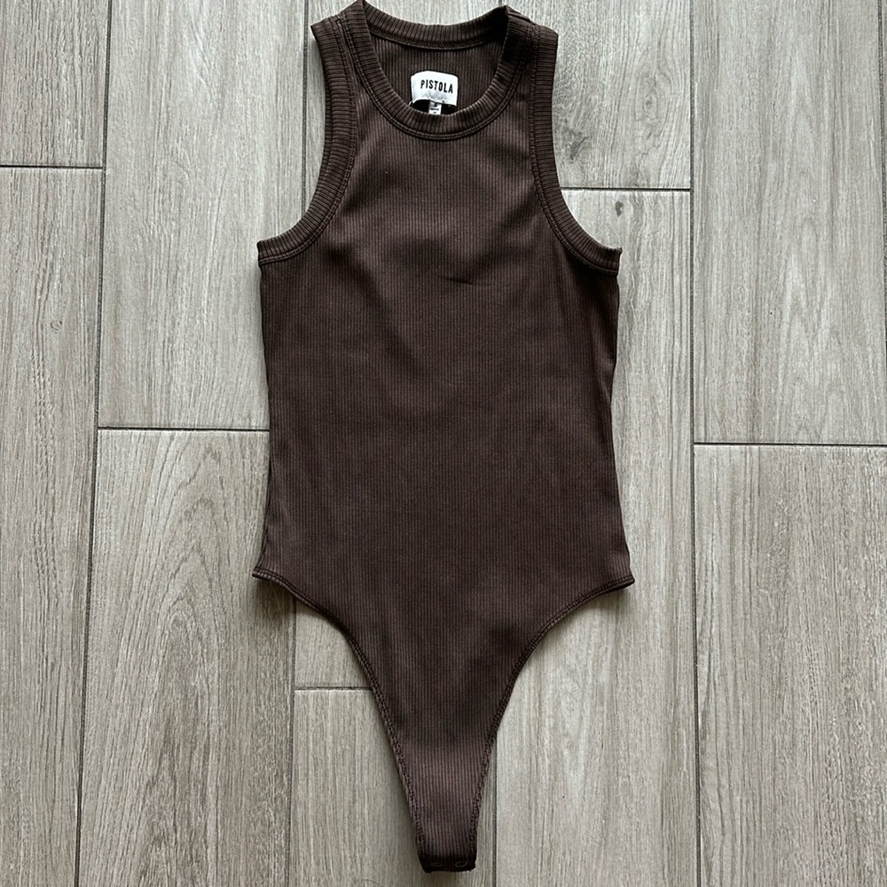 Pistola Chocolate Brown Ribbed Bodysuit - Gem